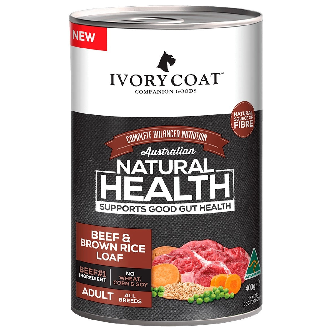 Ivory Coat Dog Wet Can Wholegrain Beef & Brown Rice 400gm
