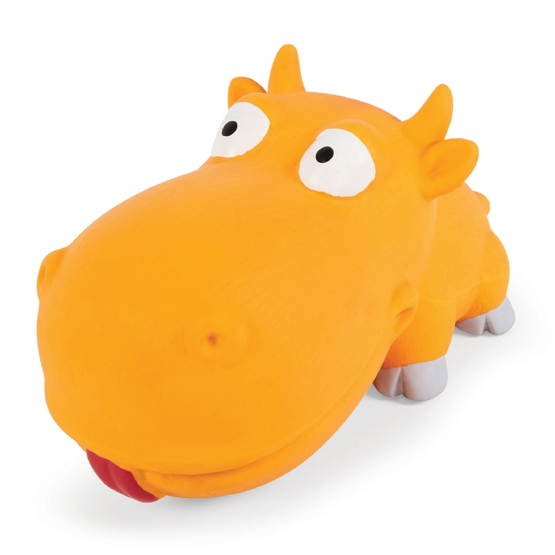 Kazoo Dog Toy Latex Smiling Bull Orange Large